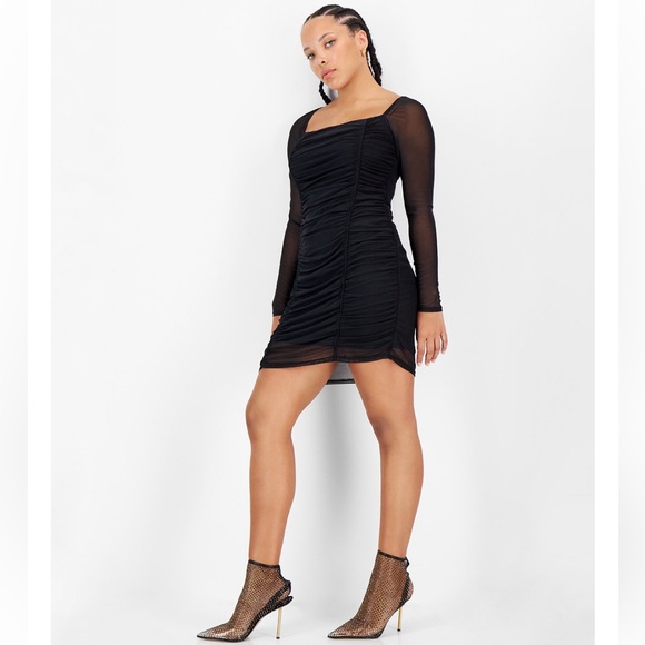 Bar III | Dresses | Bar Iii Meshoverlay Ruched Bodycon Mini Dress ...